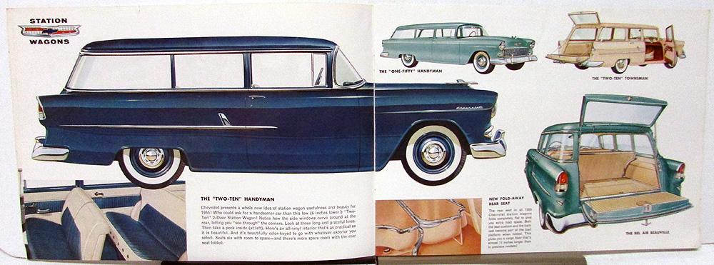 1955 Chevrolet Belair One Fifty Two Ten V8 Six Color Sales Brochure ...