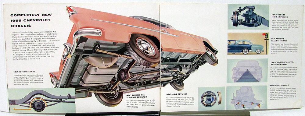 1955 Chevrolet Belair One Fifty Two Ten V8 Six Color Sales Brochure ...