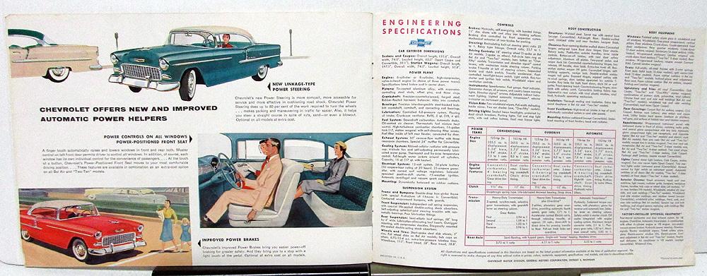 1955 Chevrolet Belair One Fifty Two Ten V8 Six Color Sales Brochure ...