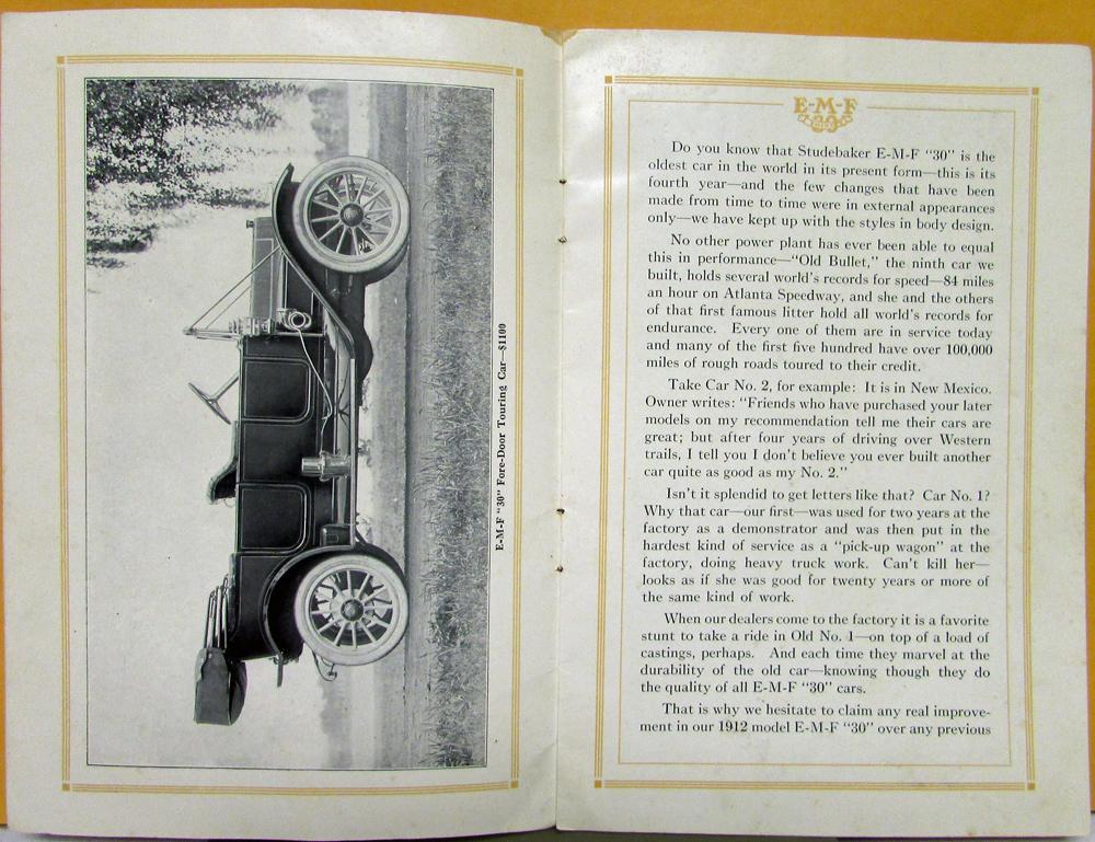 1912 Studebaker EMF 30 Preliminary Catalogue Vintage Brass Era Sales ...