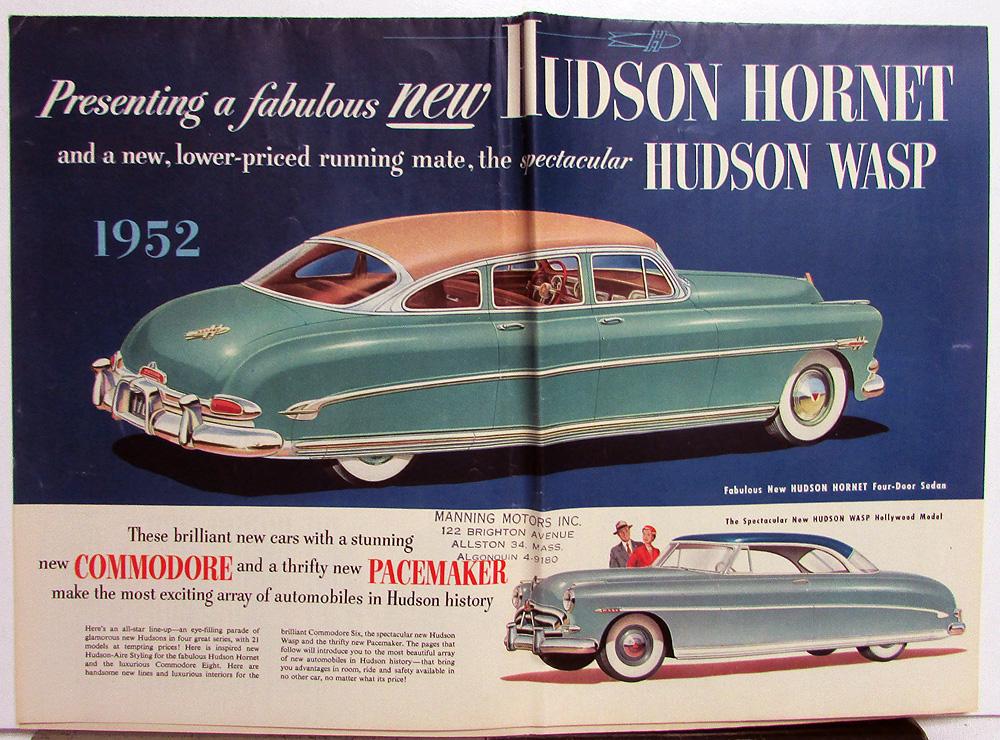 1952 Hudson Hornet & Wasp Color Sales Folder Original Large
