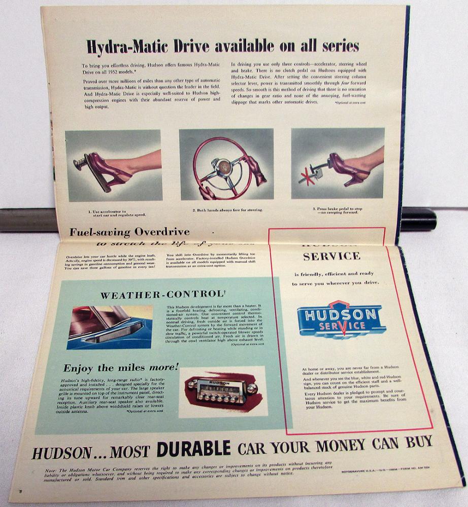 1952 Hudson Hornet & Wasp Color Sales Folder Original Large