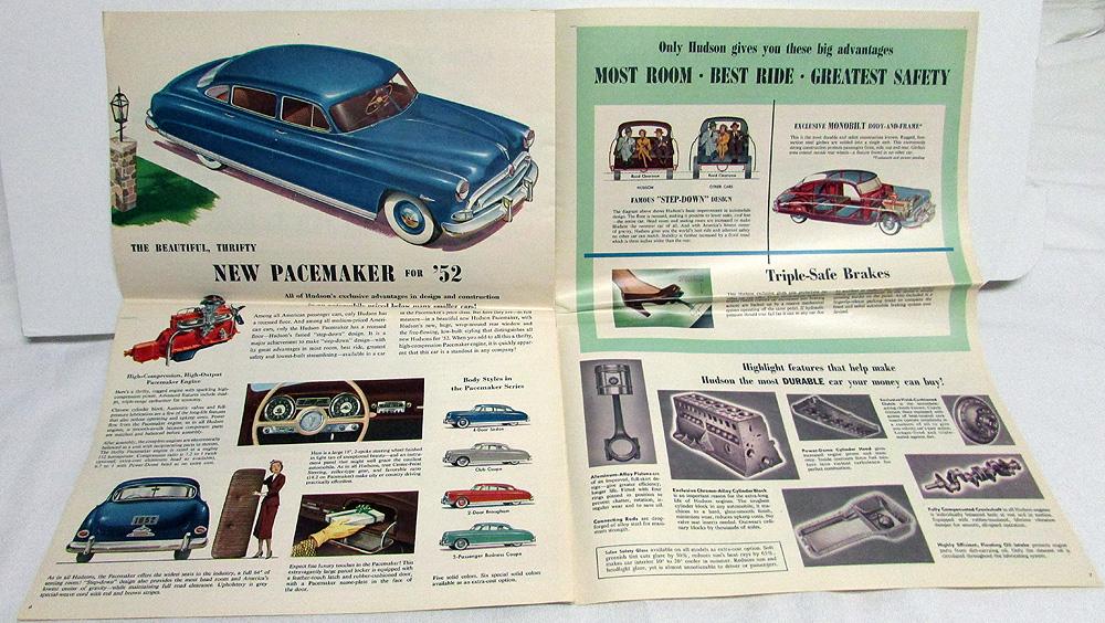 1952 Hudson Hornet & Wasp Color Sales Folder Original Large