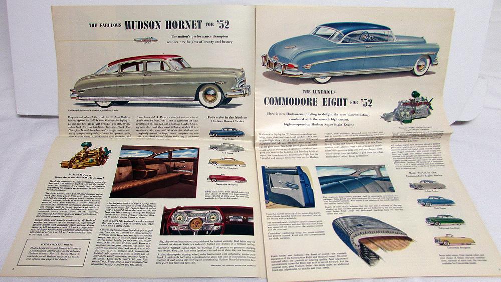 1952 Hudson Hornet & Wasp Color Sales Folder Original Large
