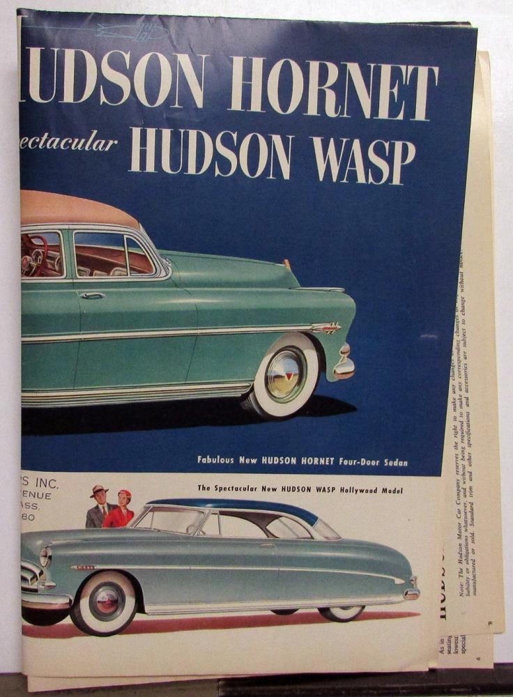1952 Hudson Hornet & Wasp Color Sales Folder Original Large