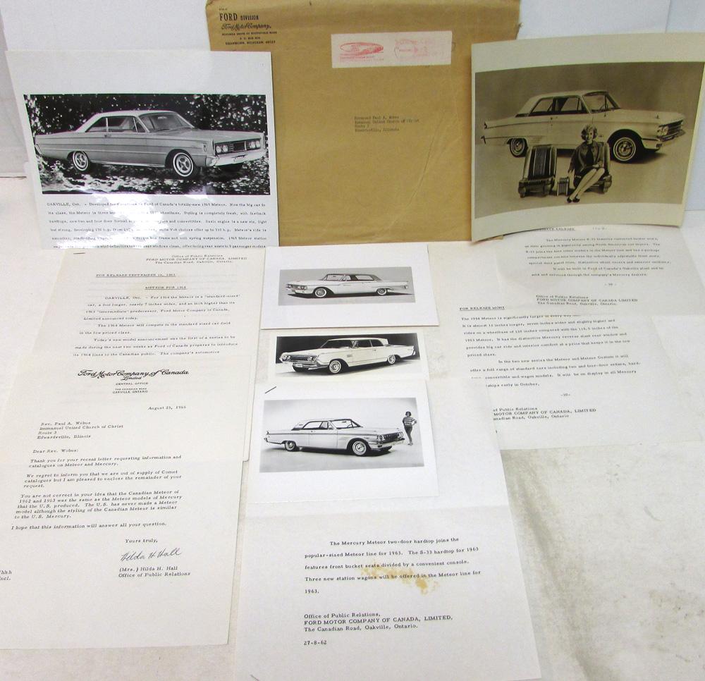 1962 1963 1964 1965 Canadian Mercury Meteor Press Photos & Info Sheets