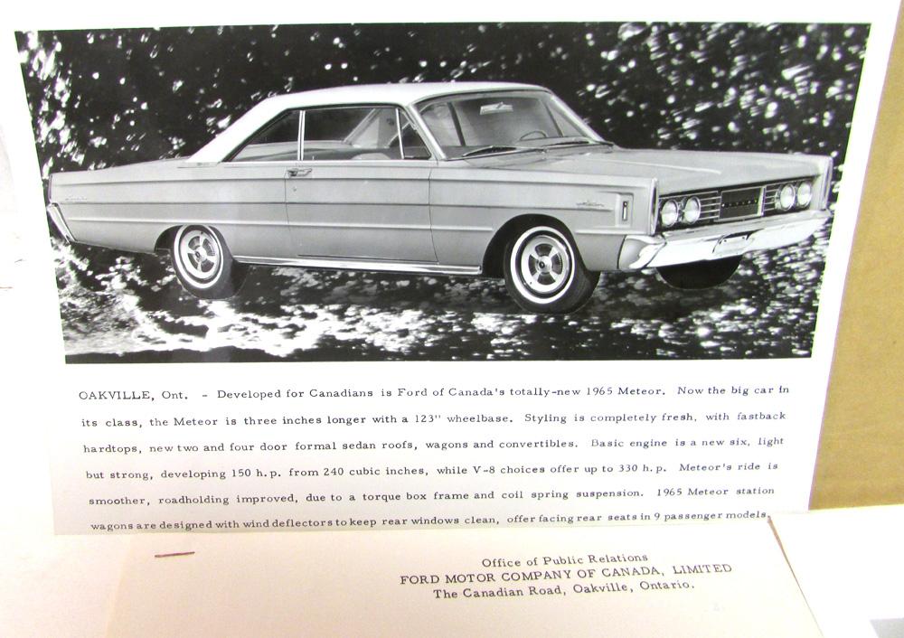 1962 1963 1964 1965 Canadian Mercury Meteor Press Photos & Info Sheets