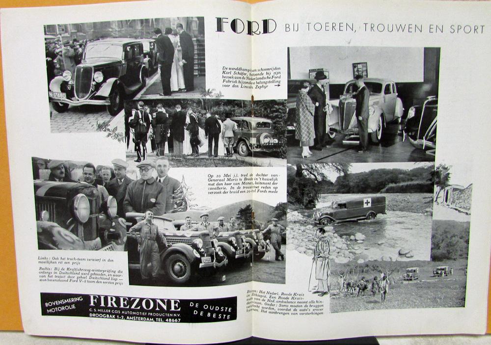1936 Ford Wereld World Dutch Text Foreign Mkt Mag April No 8 Car Truck ...