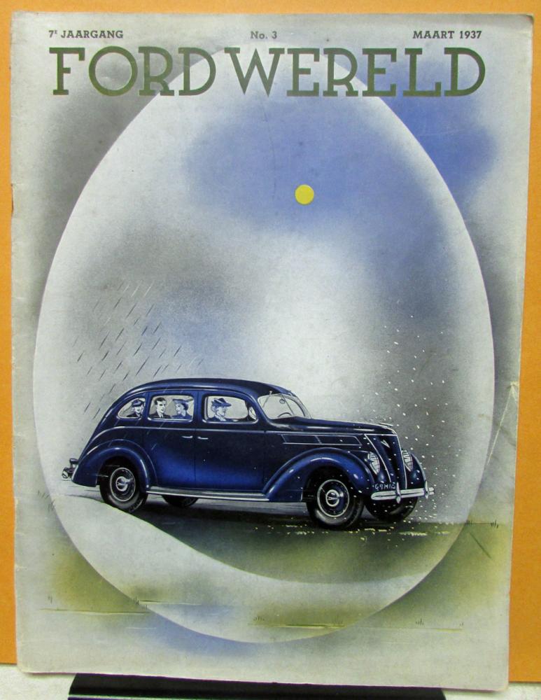 1937 Ford Wereld World Dutch Text Foreign Mkt Mag No 3 Car Truck Woody Boat