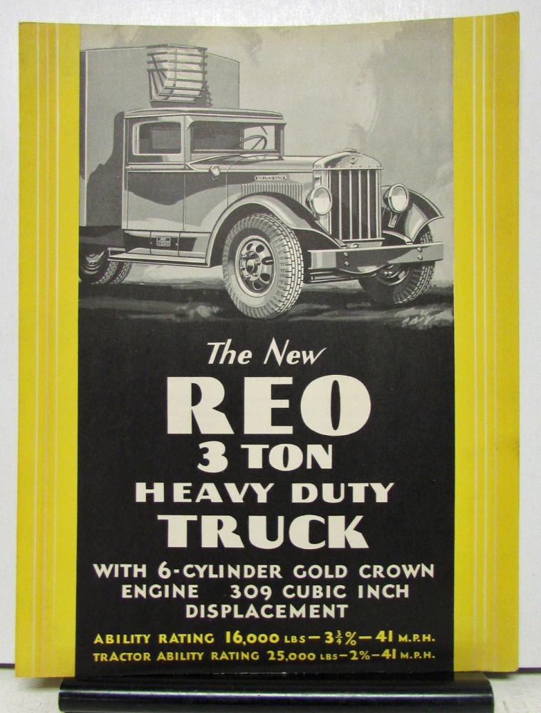 1933 1934 REO Truck Models 3H 3J 3K and 3M Sales Brochure & Specifications