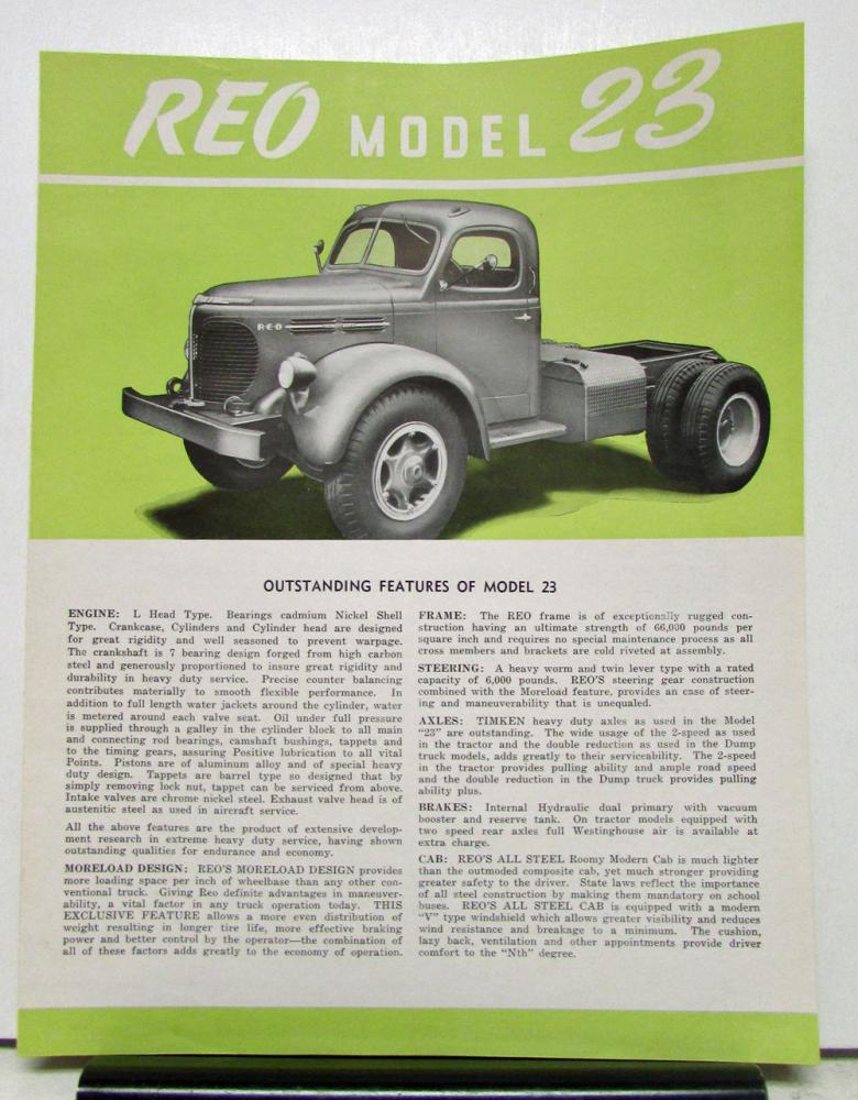 1949 1950 REO Truck Model 23 Specification Sheet