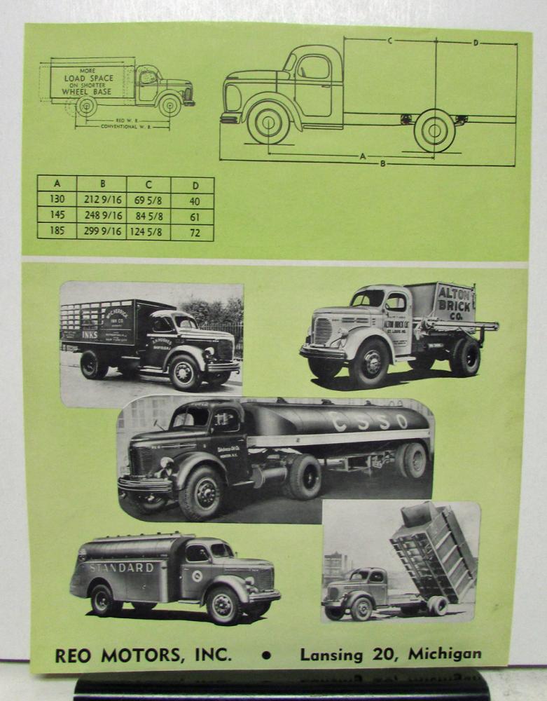 1949 1950 REO Truck Model 23 Specification Sheet
