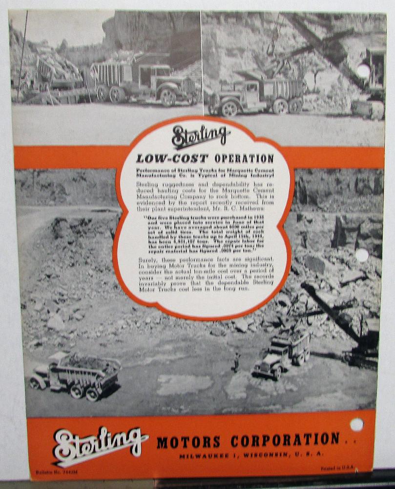 1948 1949 1950 Sterling Truck Model HC & HCS Sales Brochure For Mining ...