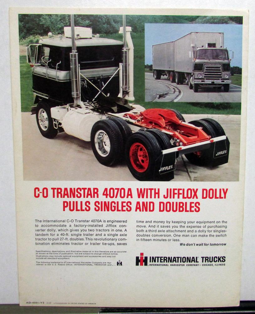 1972 International Harvester Transtar Truck Model C O 4070A Sales Brochure