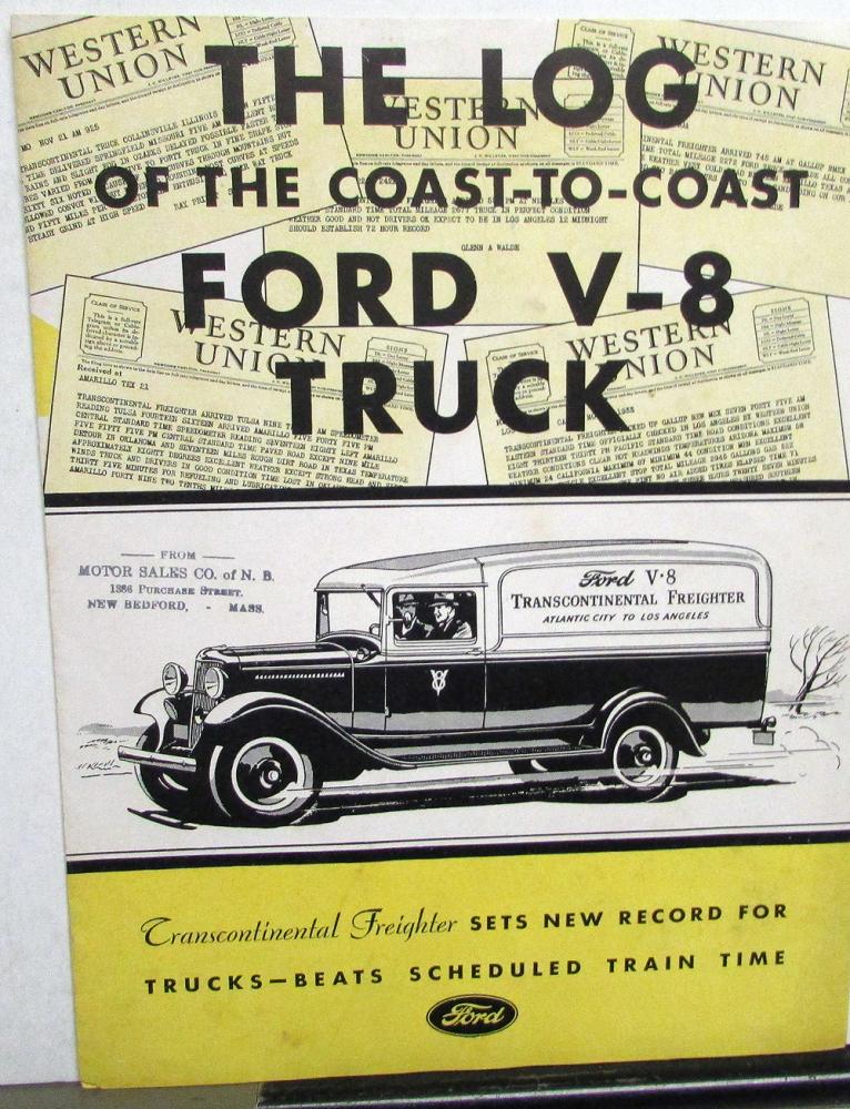 1933 Ford Truck Model V8 Panel Transcontinental Record Sales Folder ...