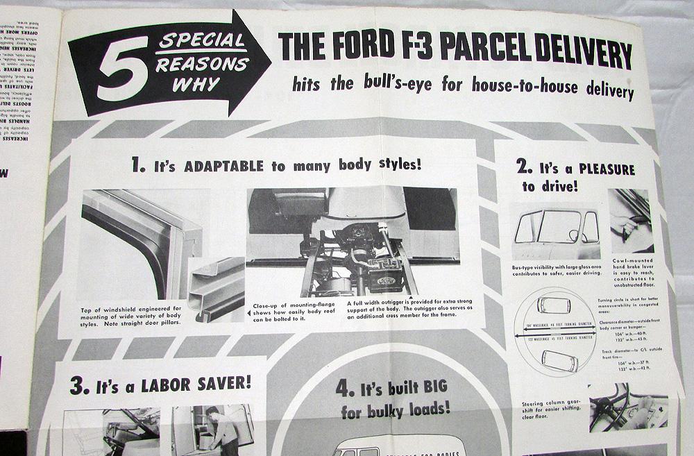 1949 Ford Truck Model F 3 Parcel Delivery Sales Folder Original Large ...