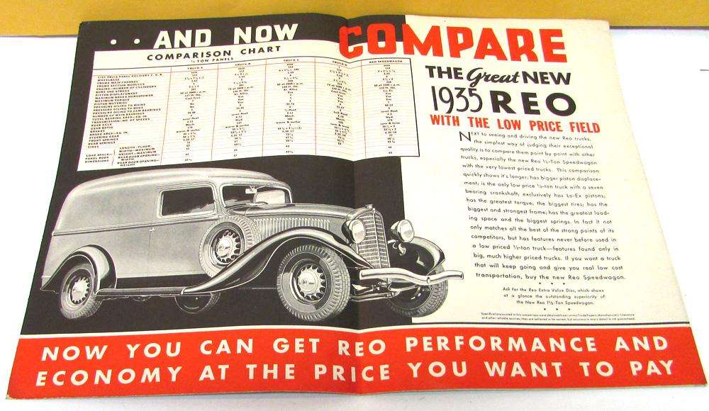 1935 REO Truck Dealer Sales Brochure 1/2 & 1.5 Ton Speedwagon Large ...
