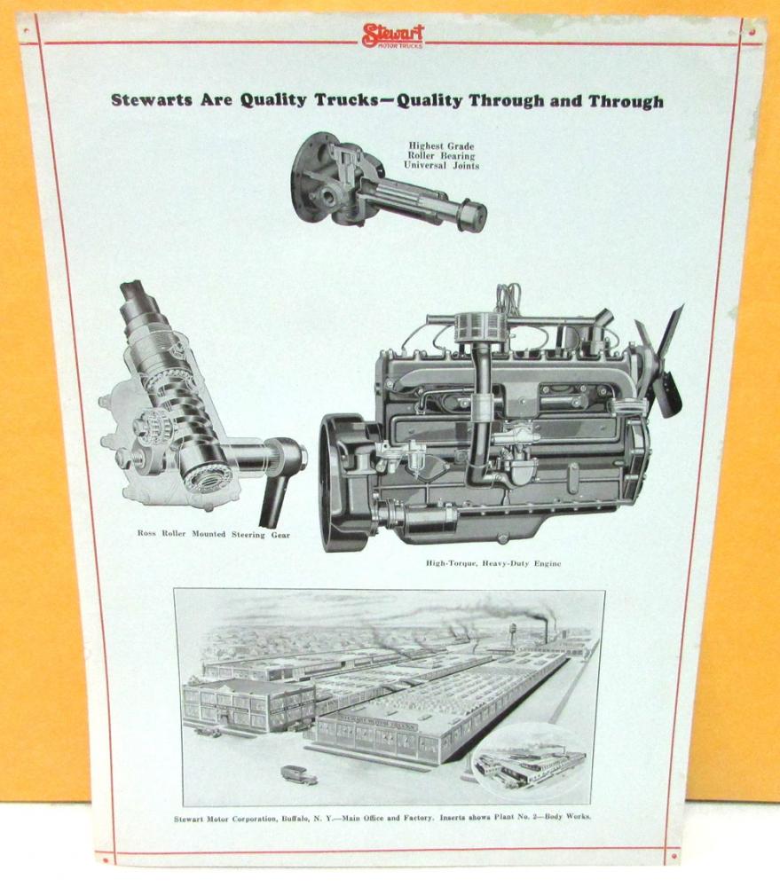 1938 Stewart Trucks Dealer Sales Data Sheet Model 51-A Red Stake Original