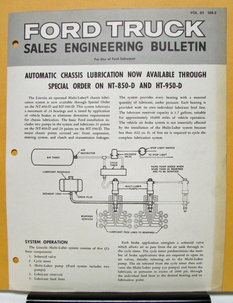 1965 Ford Truck Model NT 850 & HT 950 Sales Engineering Bulletin