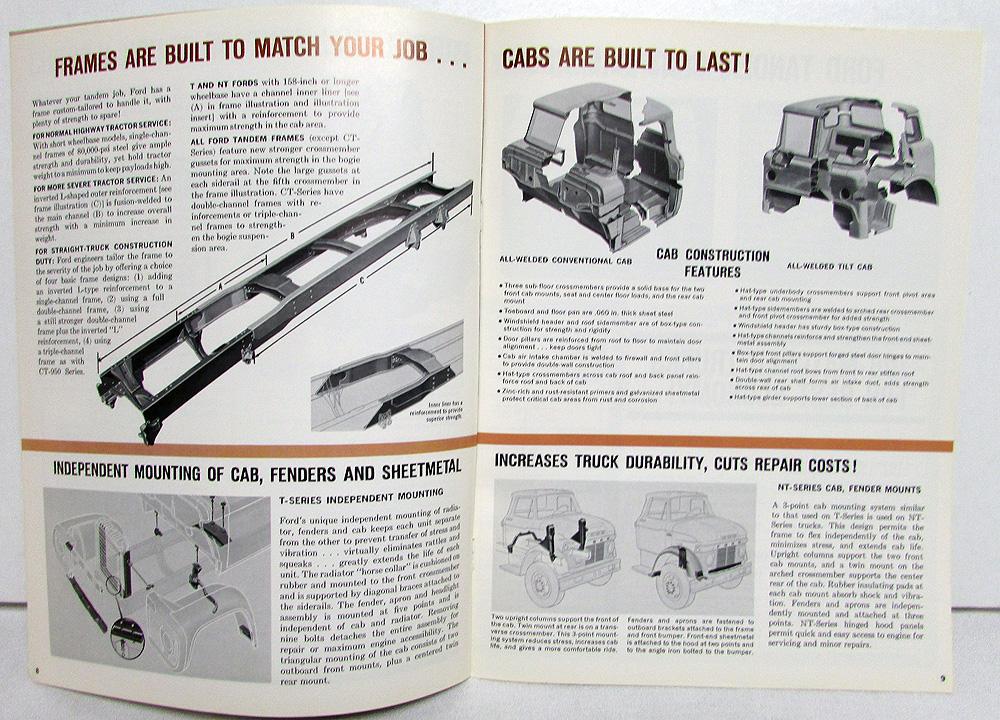 1965 Ford Gas Tandem Axle Trucks T CT NT HT 700 750 800 850 950 Sales ...