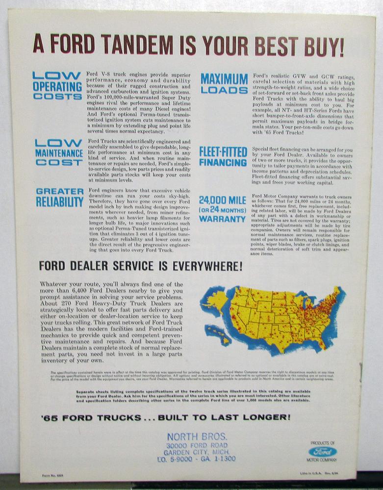 1965 Ford Gas Tandem Axle Trucks T CT NT HT 700 750 800 850 950 Sales ...