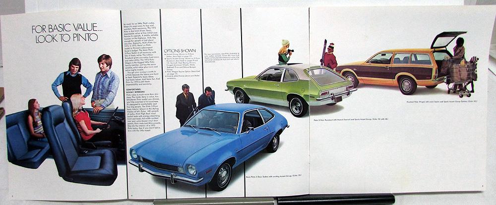 1973 Ford Pinto Sedan Runabout Wagon Squire Color Sales Brochure Orig ...