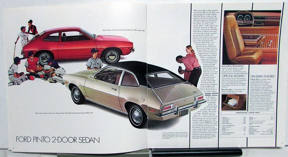 1973 Ford Pinto Sedan Runabout Wagon Squire Color Sales Brochure Orig ...