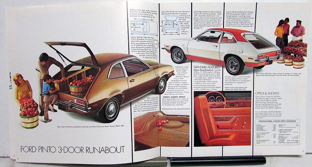1973 Ford Pinto Sedan Runabout Wagon Squire Color Sales Brochure Orig ...