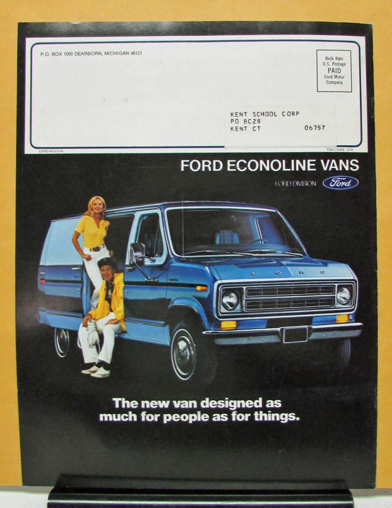 1975 Ford Econoline Club Wagon Van Truck Sales Brochure MAILER Original