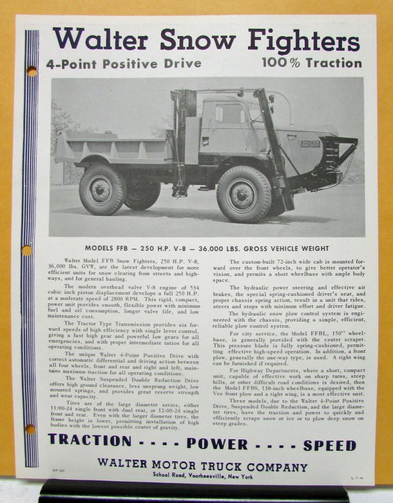 1960 1961 1962 1963 1964 1965 Walter Truck Model FFB Brochure ...