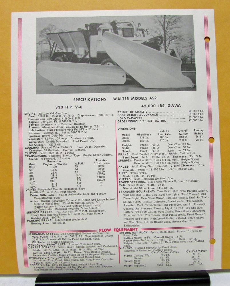 1960 1961 1962 1963 1964 1965 Walter Truck Model ASR Brochure ...
