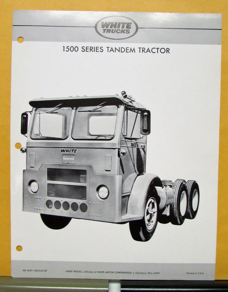 1967 White Truck Model 1500 Compact Tandem Data Book Photo Insert