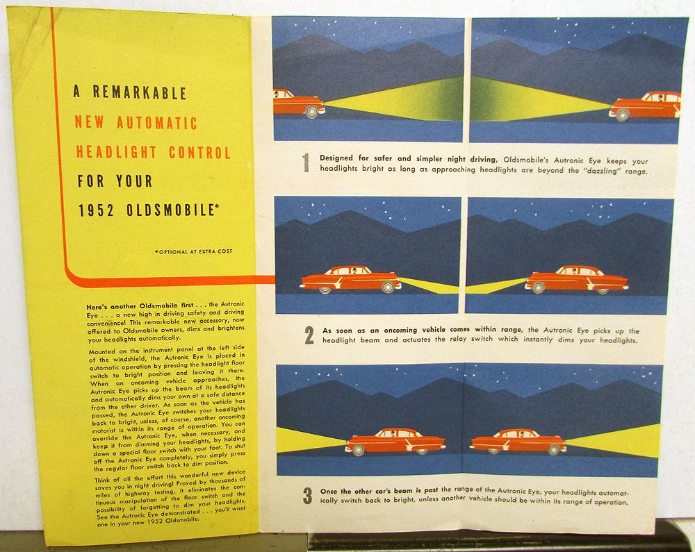 1952 Oldsmobile Autronic Eye Automatic Headlight Control Sales Folder ...