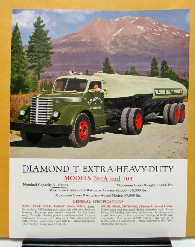 1947 1948 Diamond T Truck Model 702A 703 Sales Brochure & Specifications