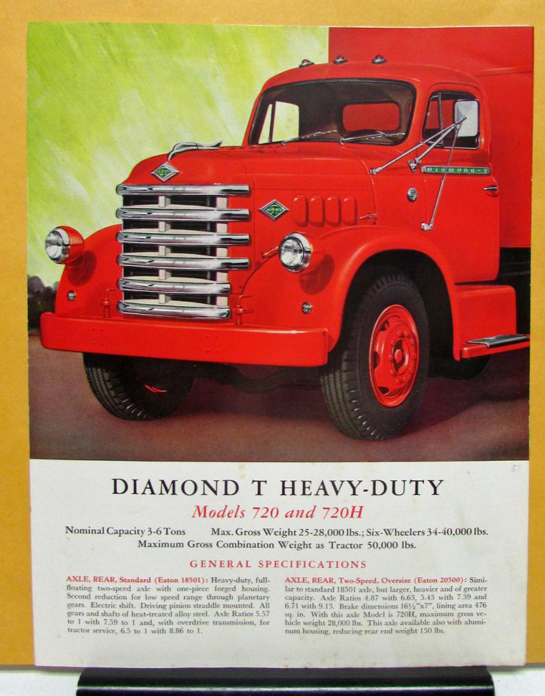 1952 Diamond T Truck Model 720 720H Sales Folder & Specifications