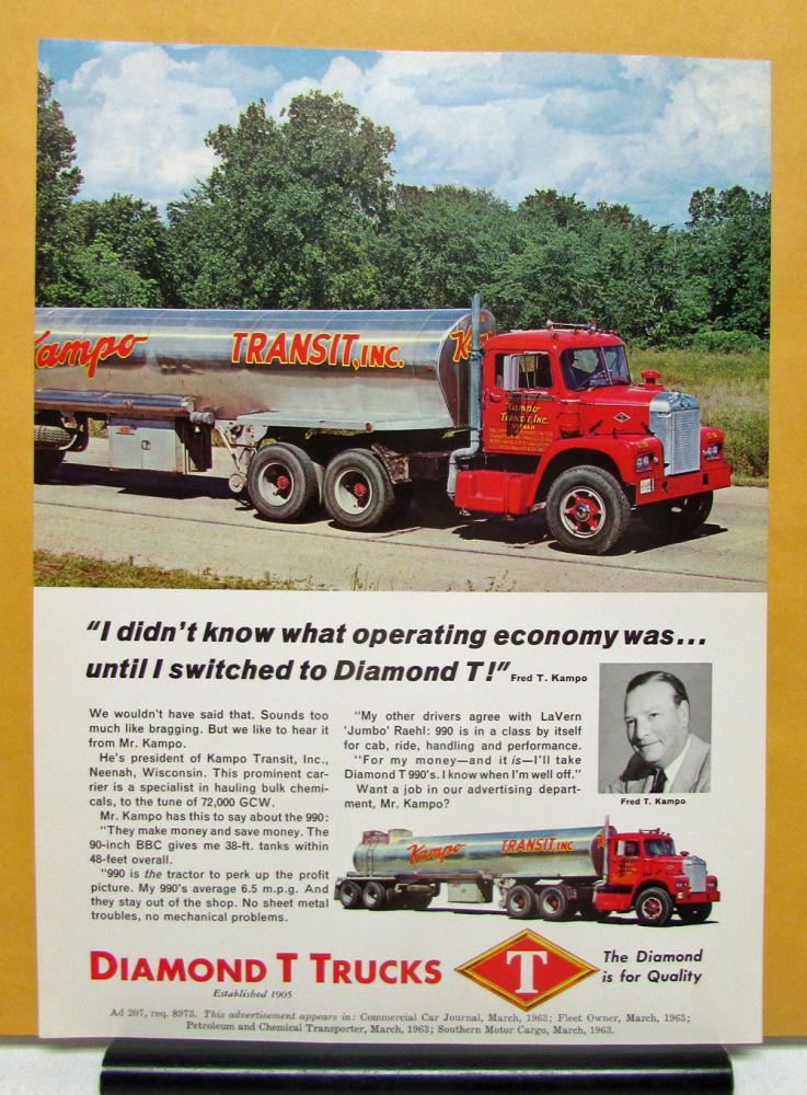 1963 1964 Diamond T Truck Model 990 Sales Brochure Advertisement