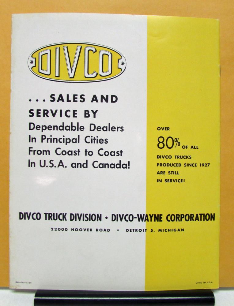 1959 DIVCO Truck Model 11 13 15 114 134 154 214 334 374 41 51 Sales ...