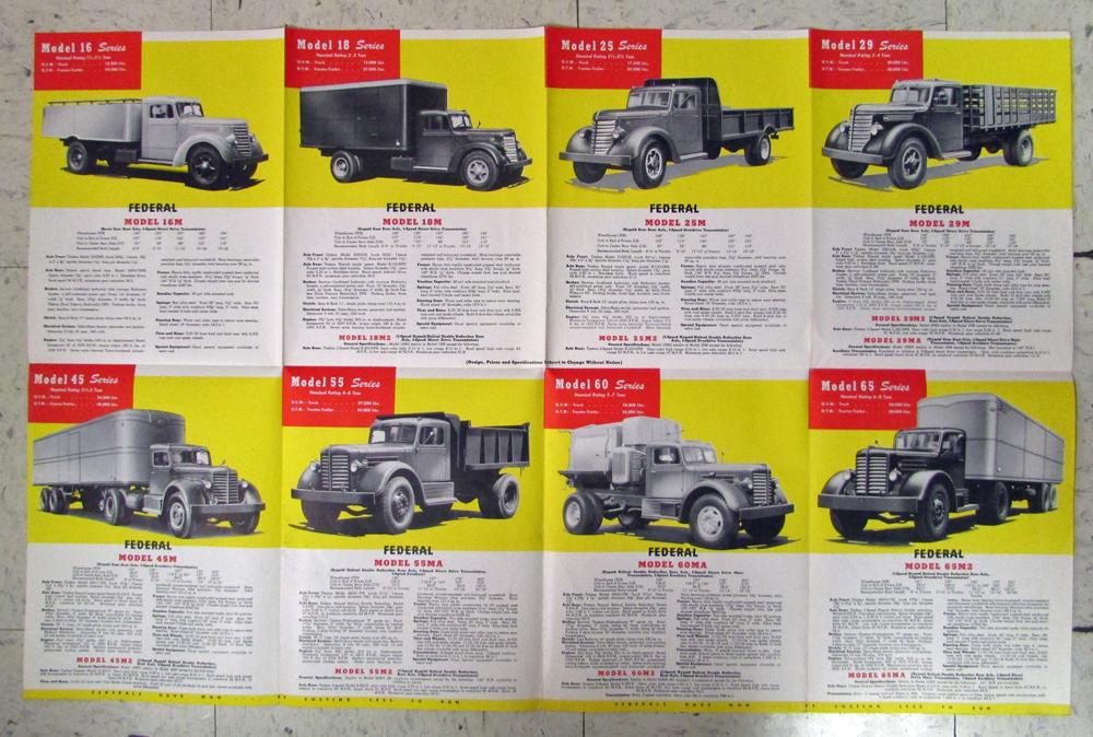 1947 Federal Truck Series 16 18 25 29 45 55 60 65 Sales Folder ...