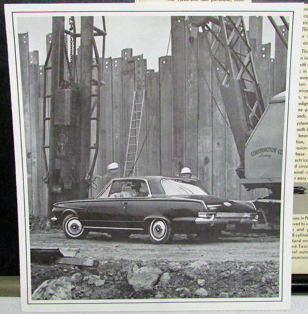 1963 Plymouth Dealer Fleet Sales Portfolio Fury Valiant Police Taxi Cab ...