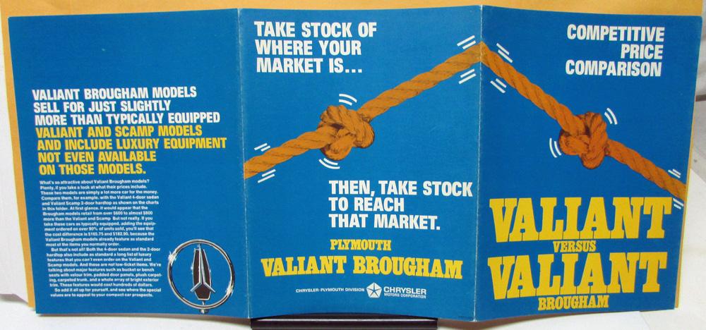 1974 Plymouth Dealer Sales Brochure Folder Valiant vs Valiant Brougham ...