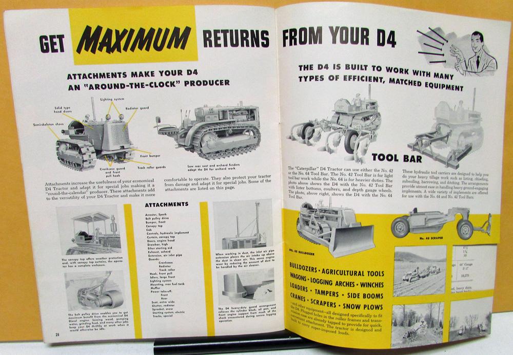 1952 Caterpillar Dealer Sales Brochure D4 Diesel Tractor Dozer Construction