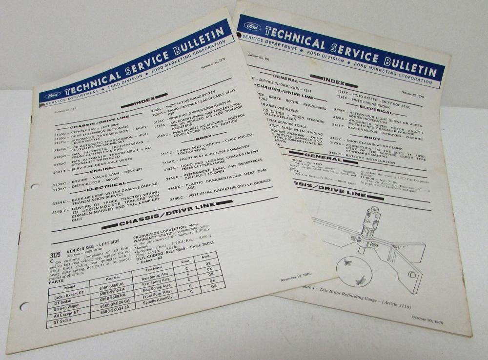 1970 October & November Ford Technical Service Bulletins