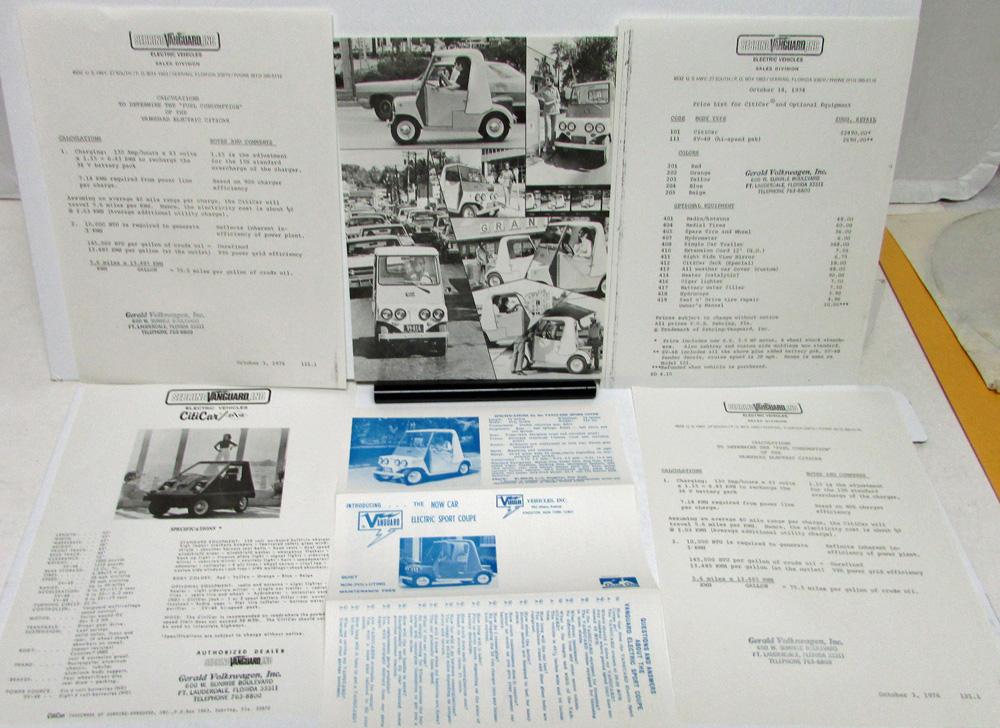 1974 Sebring Vanguard Electric Vehicle CitiCar Sport Coupe Dealer Sales Kit