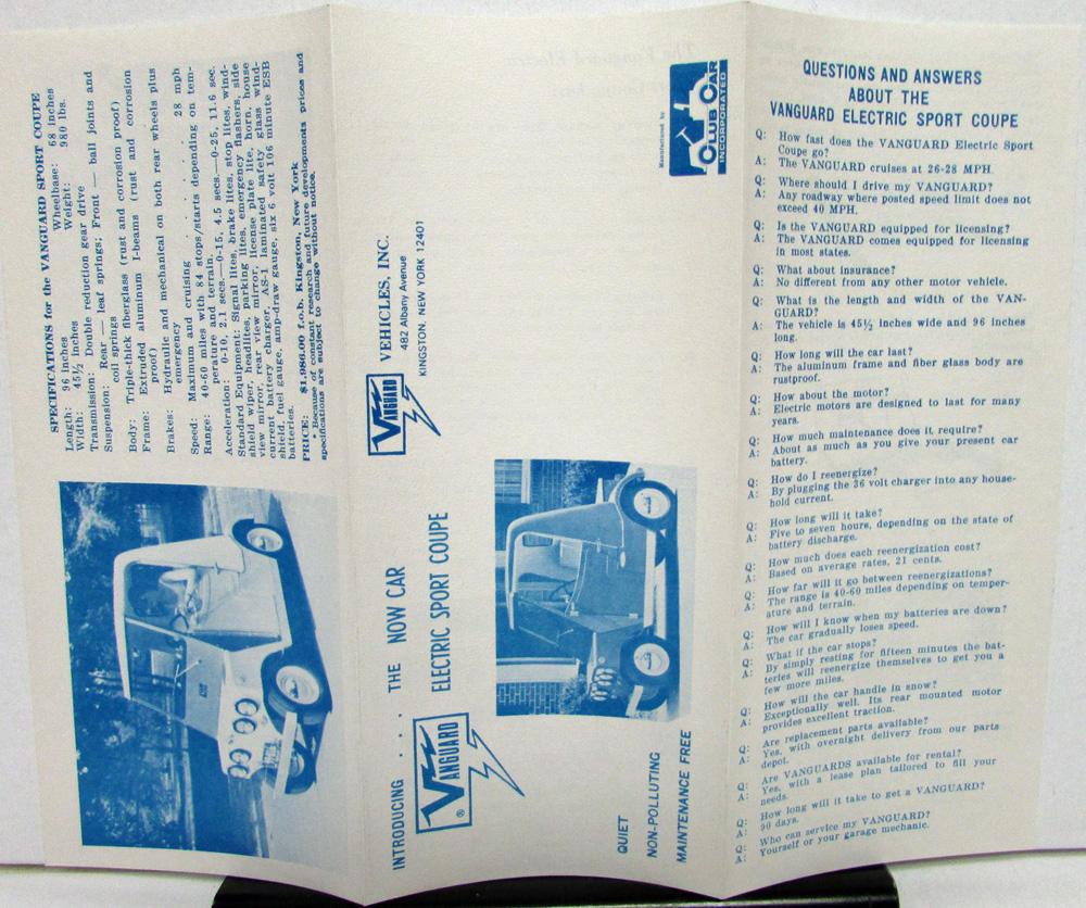1974 Sebring Vanguard Electric Vehicle CitiCar Sport Coupe Dealer Sales Kit