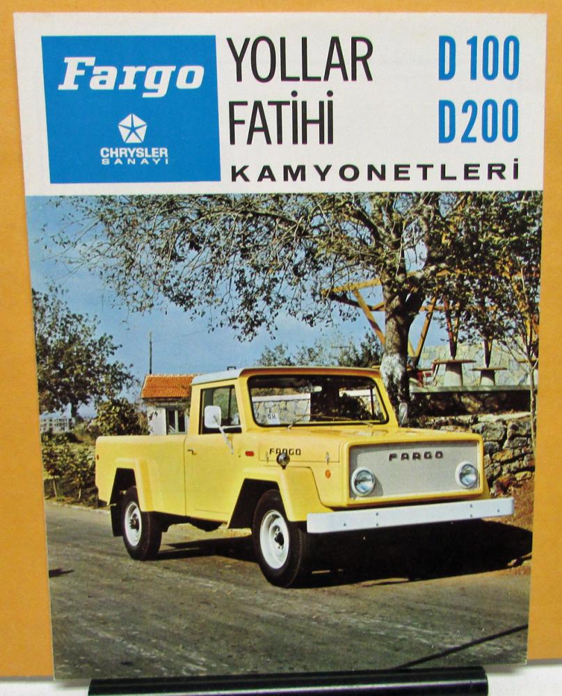 1973 Fargo Chrysler Sanayi Truck D100 200 Foreign Dealer Brochure ...
