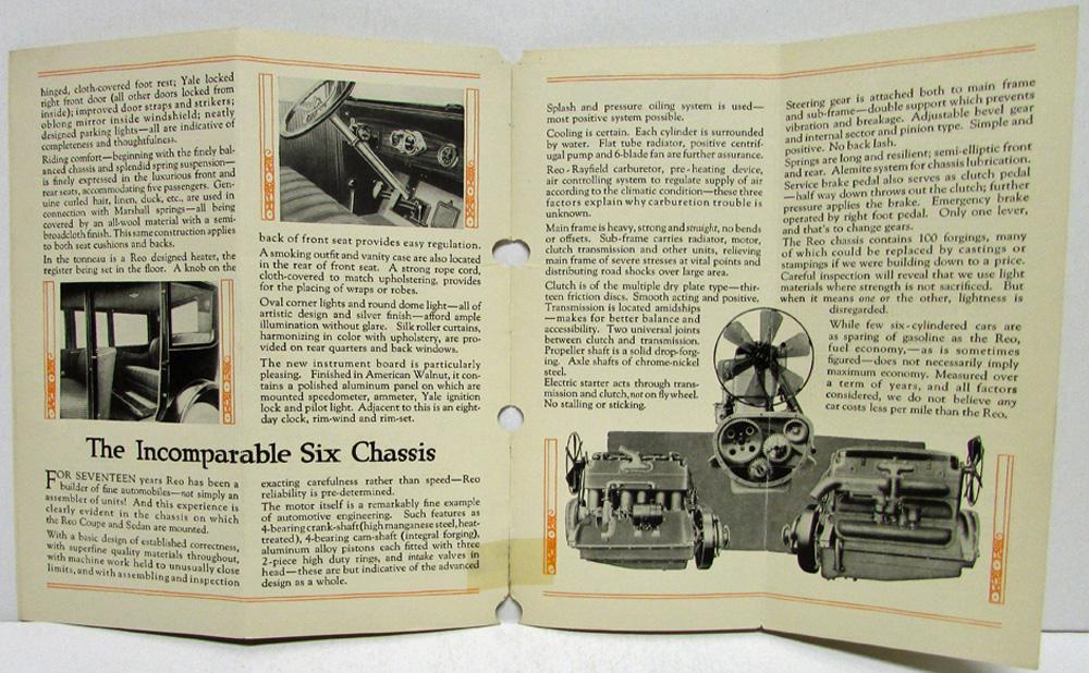 1922 REO Six Closed Coupe Sedan Cars Abridged Specs Sales Brochure ...