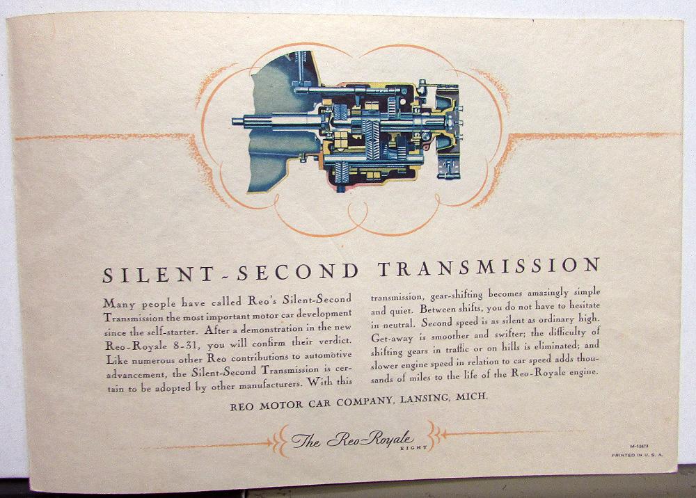 1931 REO Royale 8 Model 31 Sedan Victoria Coupe Color Sales Brochure ...
