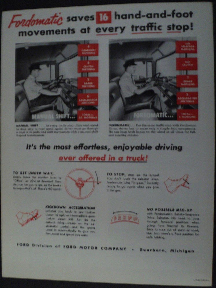 1956 Ford Trucks with Fordomatic Drive Dealer Brochure ORIGINAL Pickup ...