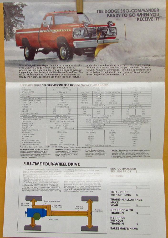 1977 Dodge Truck W150 200 AW100 Ramcharger Sno Commander Meyer Plow ...