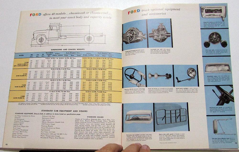 1958 Ford Heavy Duty Trucks F700 F750 F800 F900 Color Dealer Sales ...